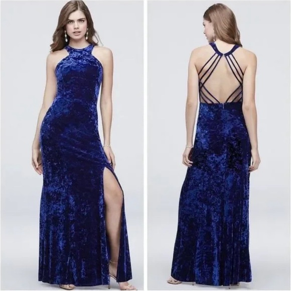 Morgan & Co. | Dresses | Morgan And Co Blue Velvet Prom Dress With ...